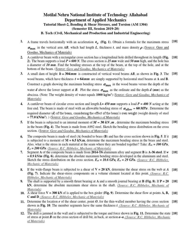 Tutorial Sheet 3 | PDF | Bending | Beam (Structure)