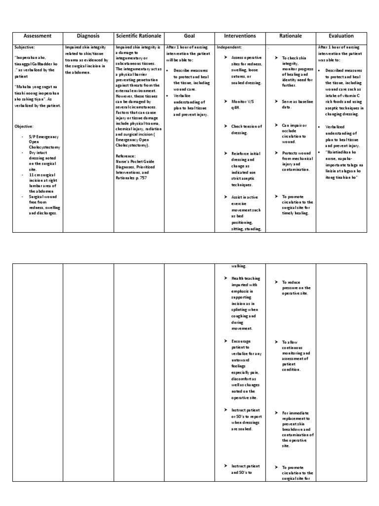 NCP Skin Integity | PDF | Wound | Healing