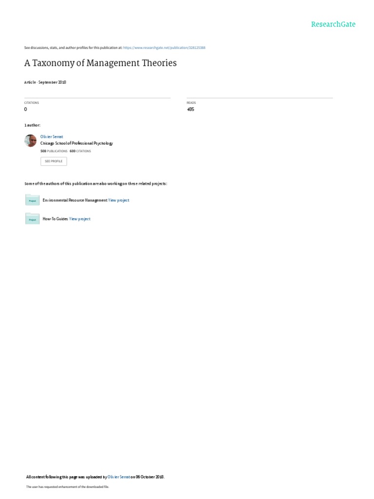 A Taxonomy of Management Theories (Olivier Serrat, 2018) | PDF | Action ...