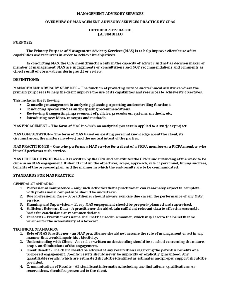 MAS Reviewer - Overview of MAS Practice | PDF | Competence (Human ...