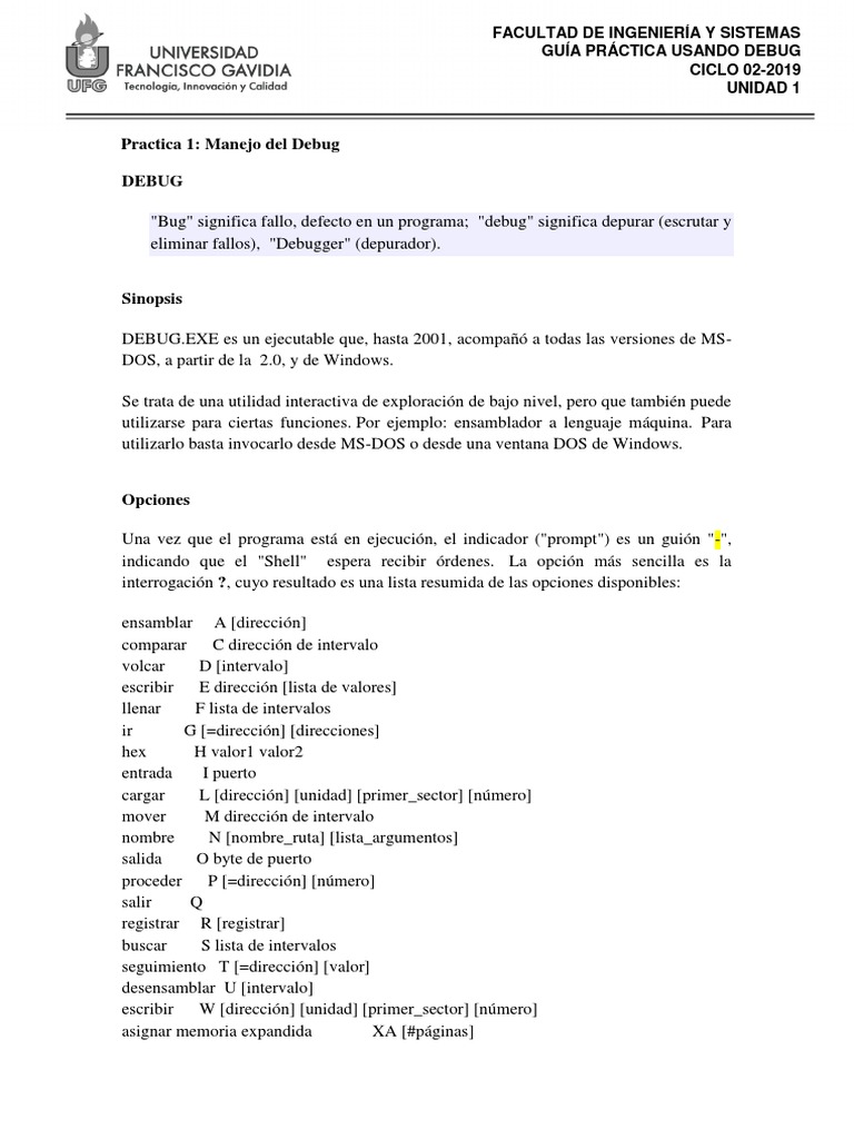 04 Ejercicios Usando El Debug | PDF | Dos | Ingeniería Informática