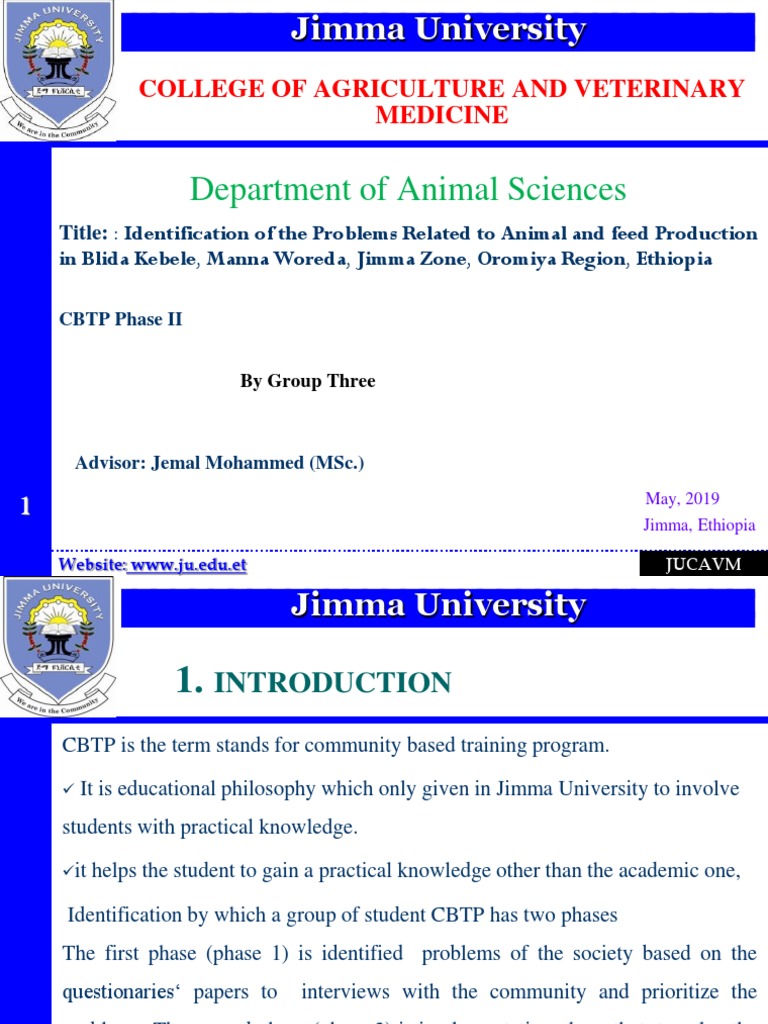Jimma University College of Agriculture and Veternary Medicines Departement of Animal Sciences ...