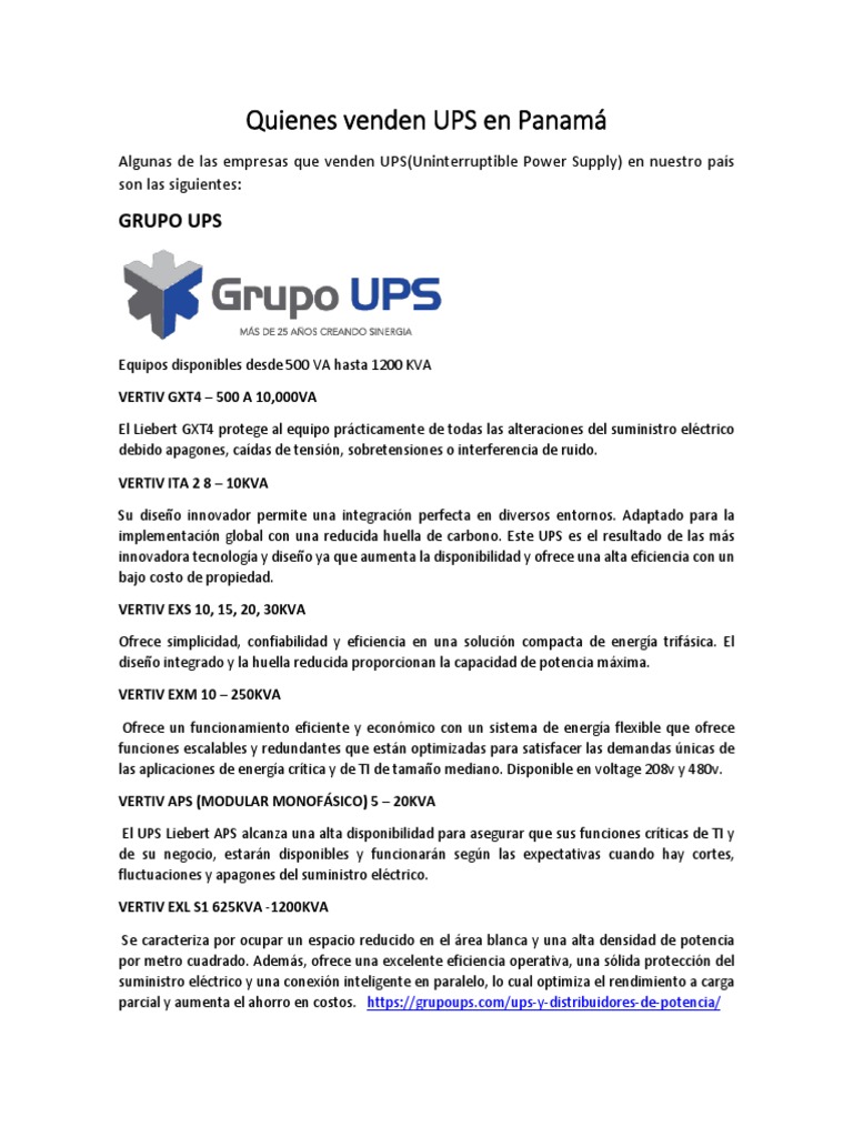 Venta de UPS en Panamá | Descargar gratis PDF | Red eléctrica | Energia ...