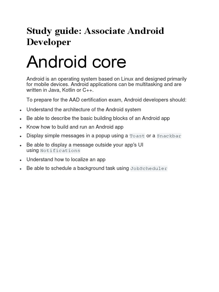 AAD Study Guide | PDF | Android (Operating System) | Debugging
