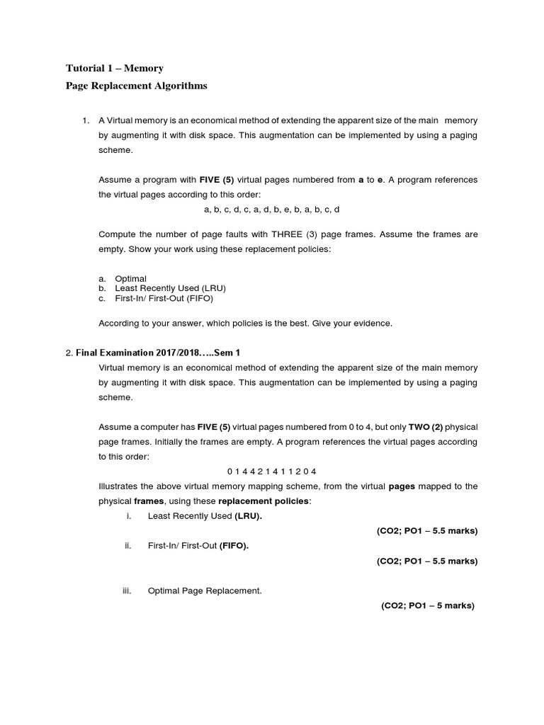 Tutorial 1 Memory | PDF | Computer Data Storage | Algorithms And Data ...