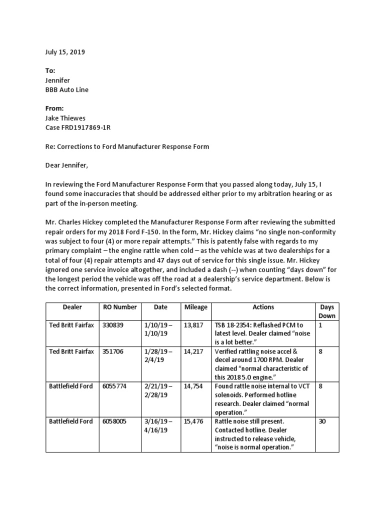 TSB 18-2354 Thiewes Response | PDF | Land Vehicles | Vehicle Technology