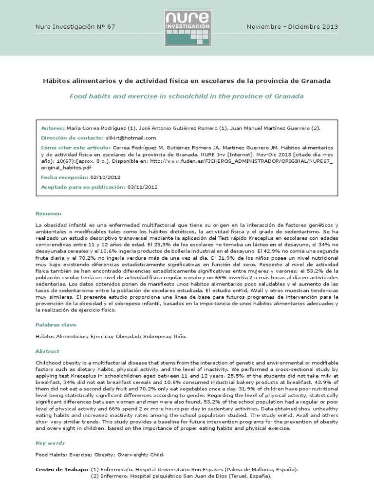 Test Krece Plus | PDF | Obesidad | Granada