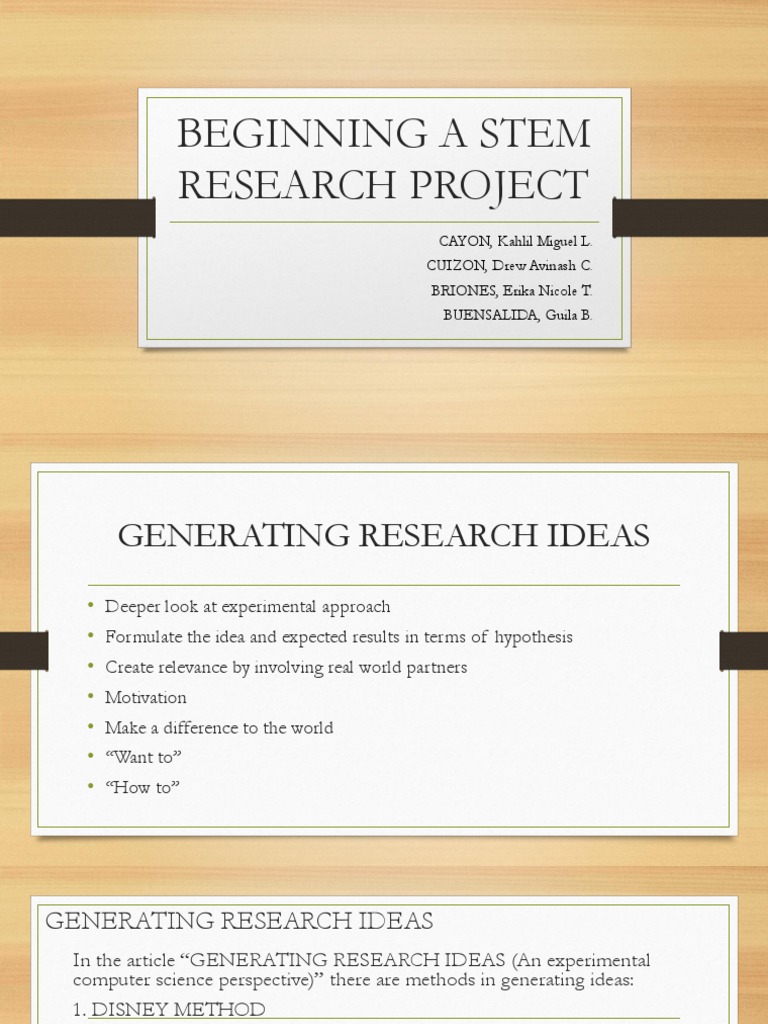 Beginning A Stem Research Project | PDF | Quantitative Research ...