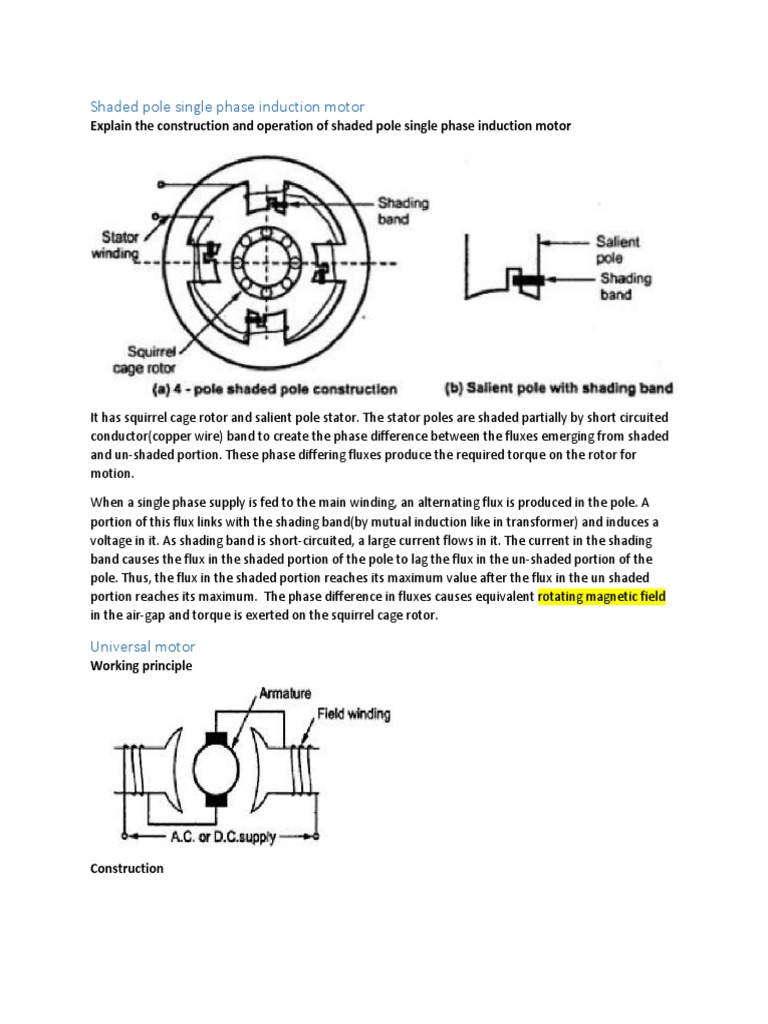 Shaded Pole Induction Motor | PDF | Electric Motor | Electromagnetic ...