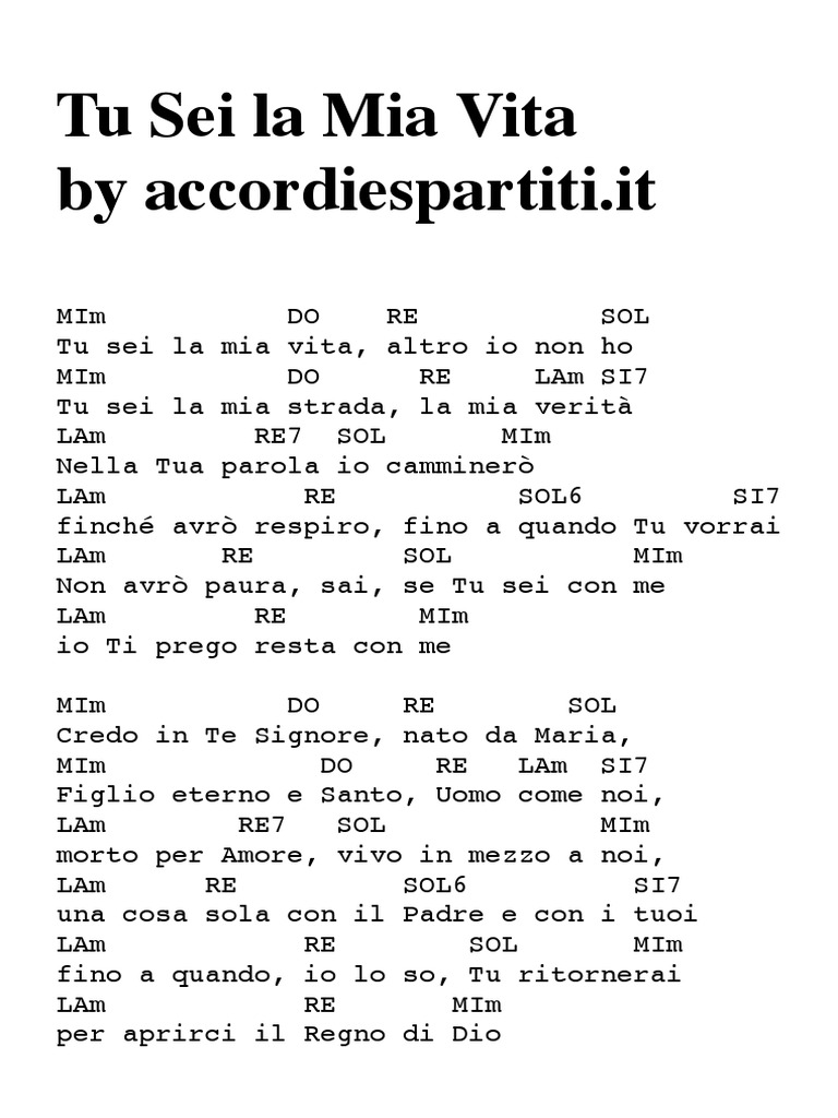 Questa è La Mia Vita Testo E Accordi Store | innoem.eng.psu.ac.th