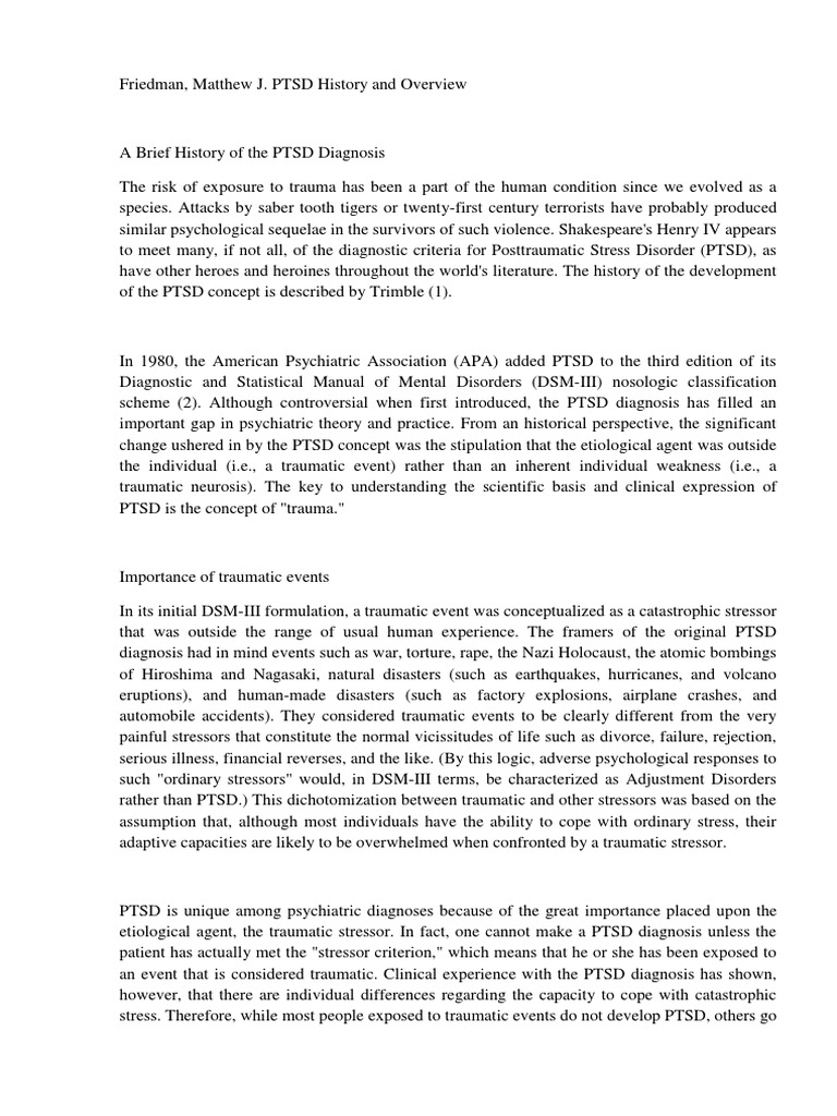 PTSD History and Overview | PDF | Posttraumatic Stress Disorder ...