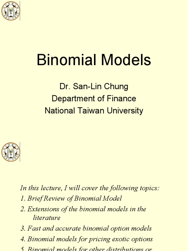 Complete Binomial Models - 張森林教授講稿 | PDF | Option (Finance) | Financial ...