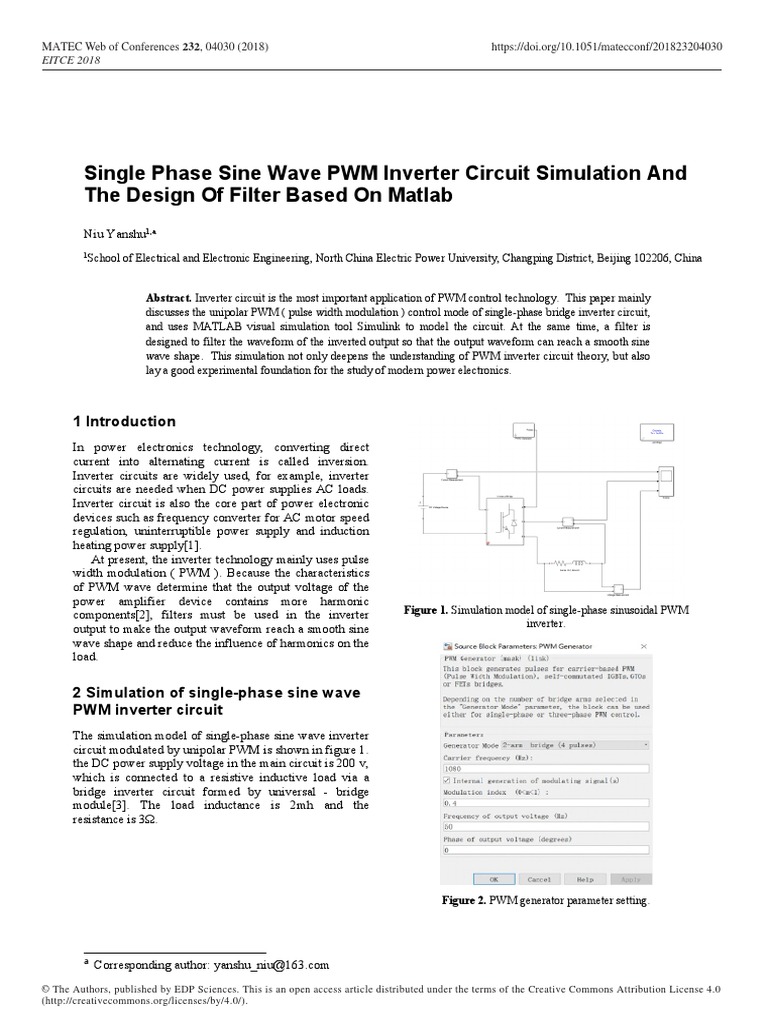 Single Phase Sine Wave PWM Inverter Circuit Simula PDF | PDF | Power ...