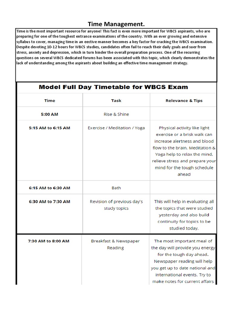 WBCS Preparation Daily Routine 1 | PDF