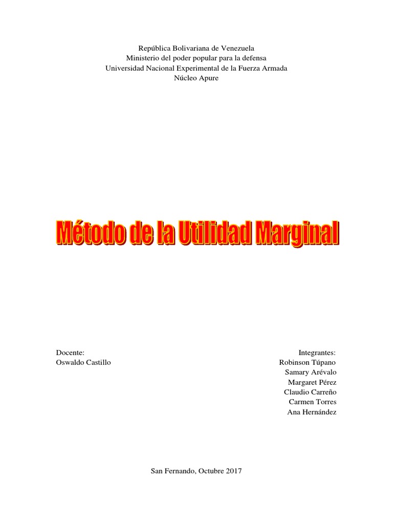 Método de La Utilidad Marginal | PDF | Utilidad | Utilidad marginal