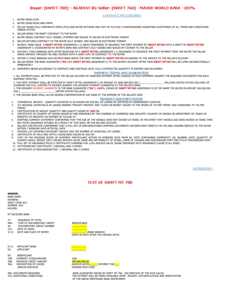 Contract Procedures Swift 700 Against Swift 760 | PDF | Invoice | Bill ...