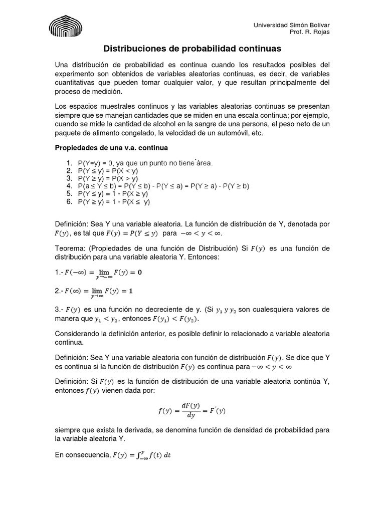 Distribuciones de Probabilidad Continuas | PDF | Distribución normal ...