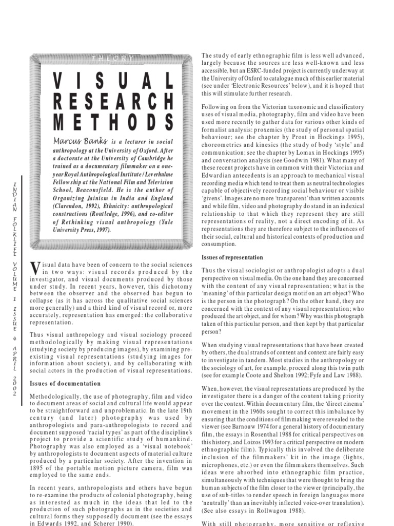 Visual Research Method: Marcus Banks | PDF | Anthropology | Ethnography