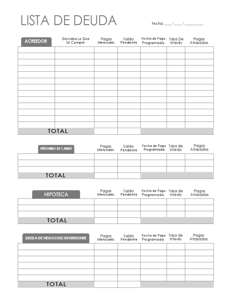 Listado para Control de Deudas | PDF