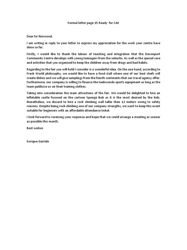 Formal Letter Page 15 Ready For CAE | PDF