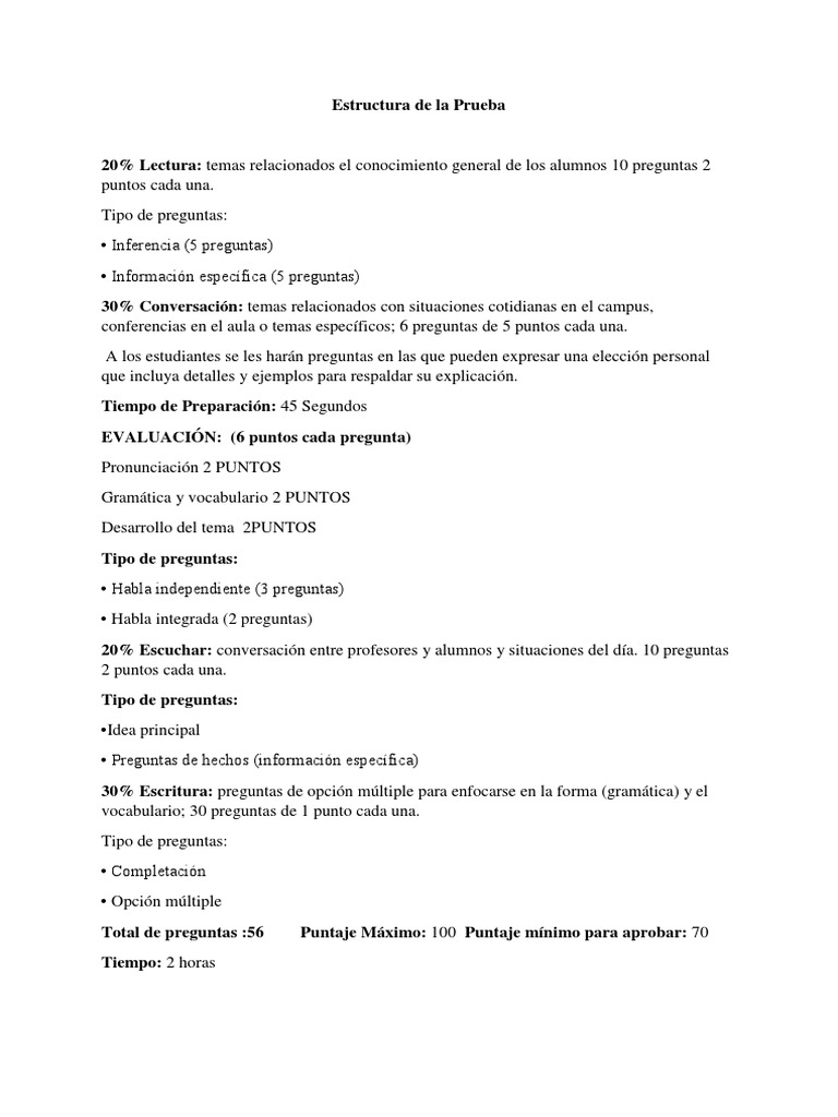 Estructura de La Prueba | PDF | Crecimiento personal y profesional ...