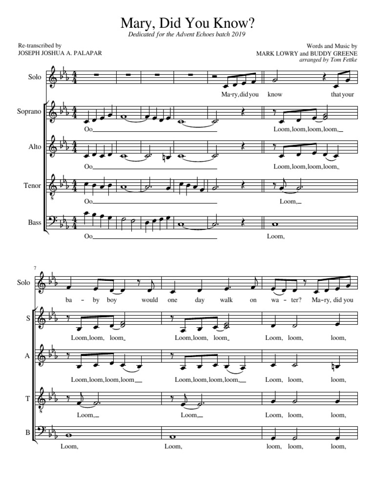 Mary Did You Know | PDF | Choral Music