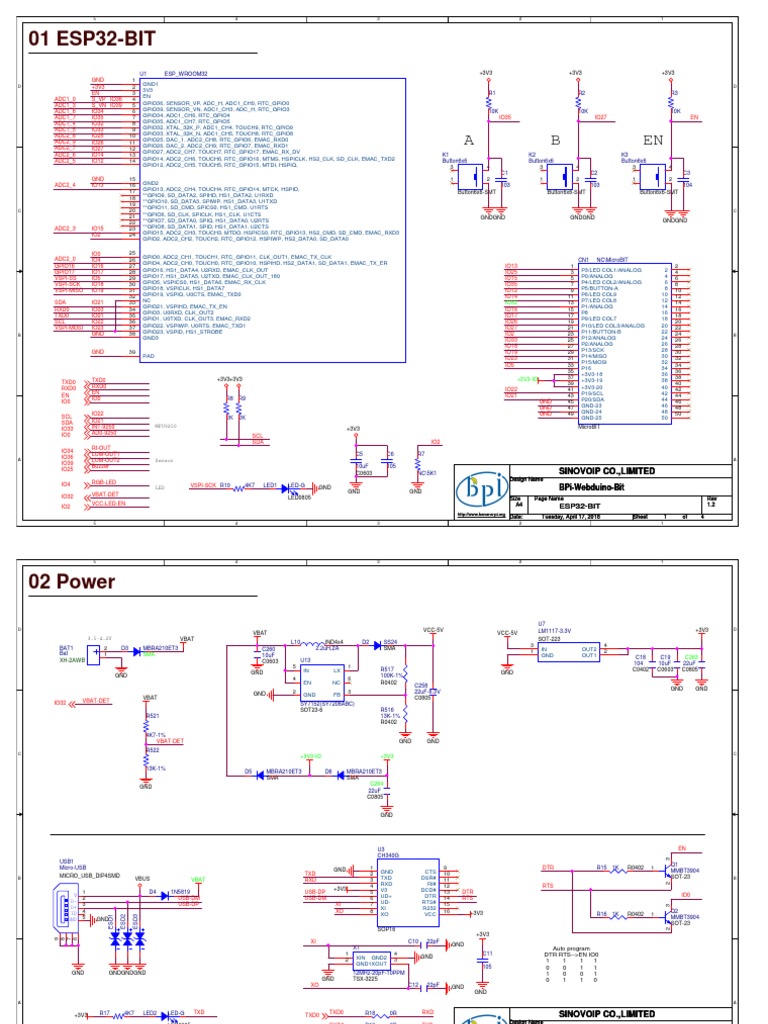 ESP32-BIT Schematic for BPi-Webduino | PDF