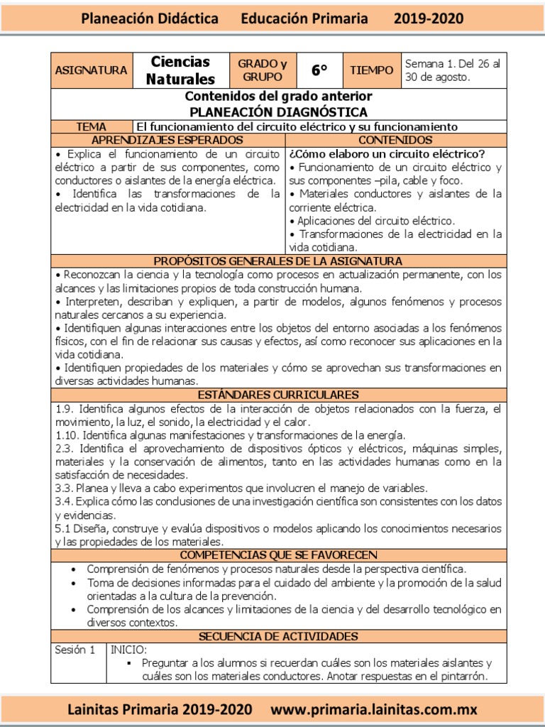 Agosto - 6to Grado Ciencias Naturales (2019-2020) | PDF | Electricidad ...