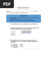 Prueba Multiplicacion y Division 4 Basico | PDF | División (Matemáticas ...
