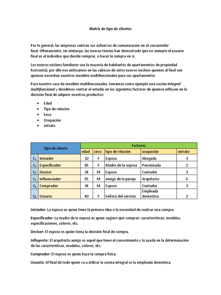 Matriz de Tipo de Clientes | PDF