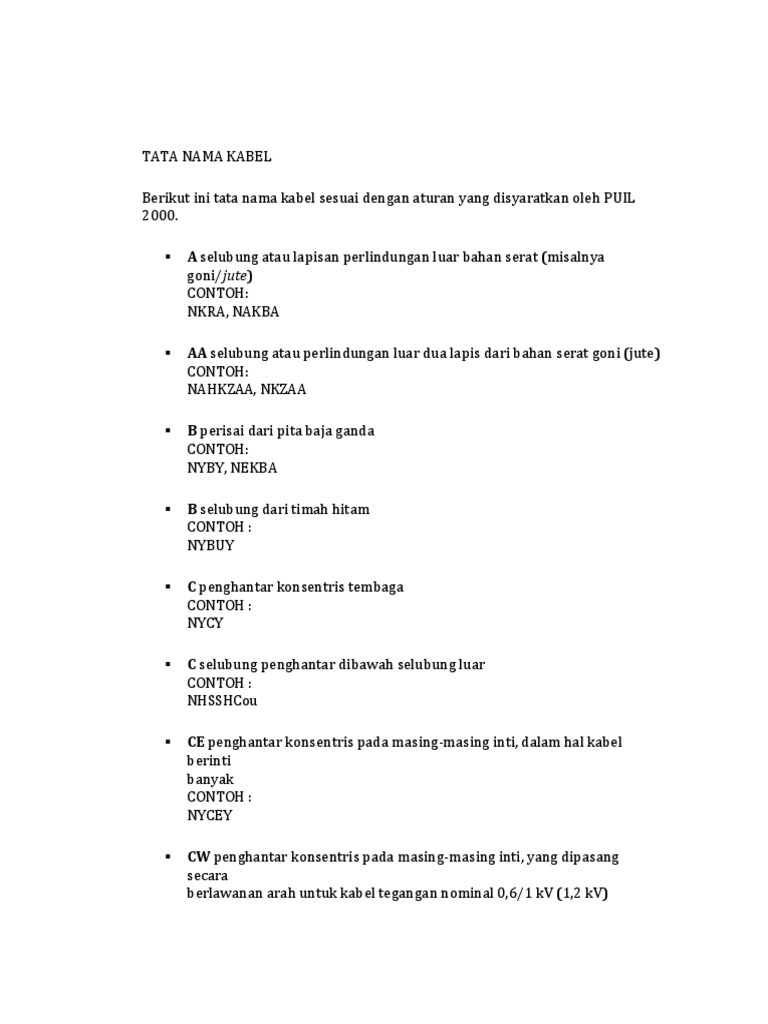 Tata Nama Kabel Dan Kha | PDF