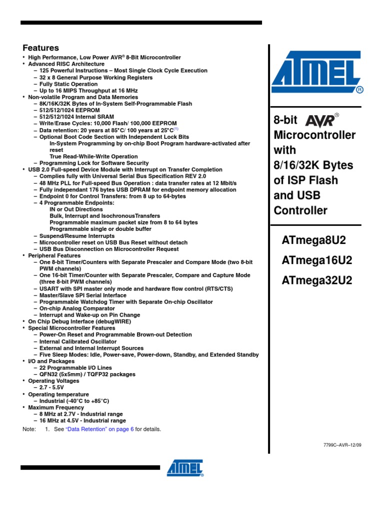 Atmega 8 U2 Pdf Microcontroller Flash Memory