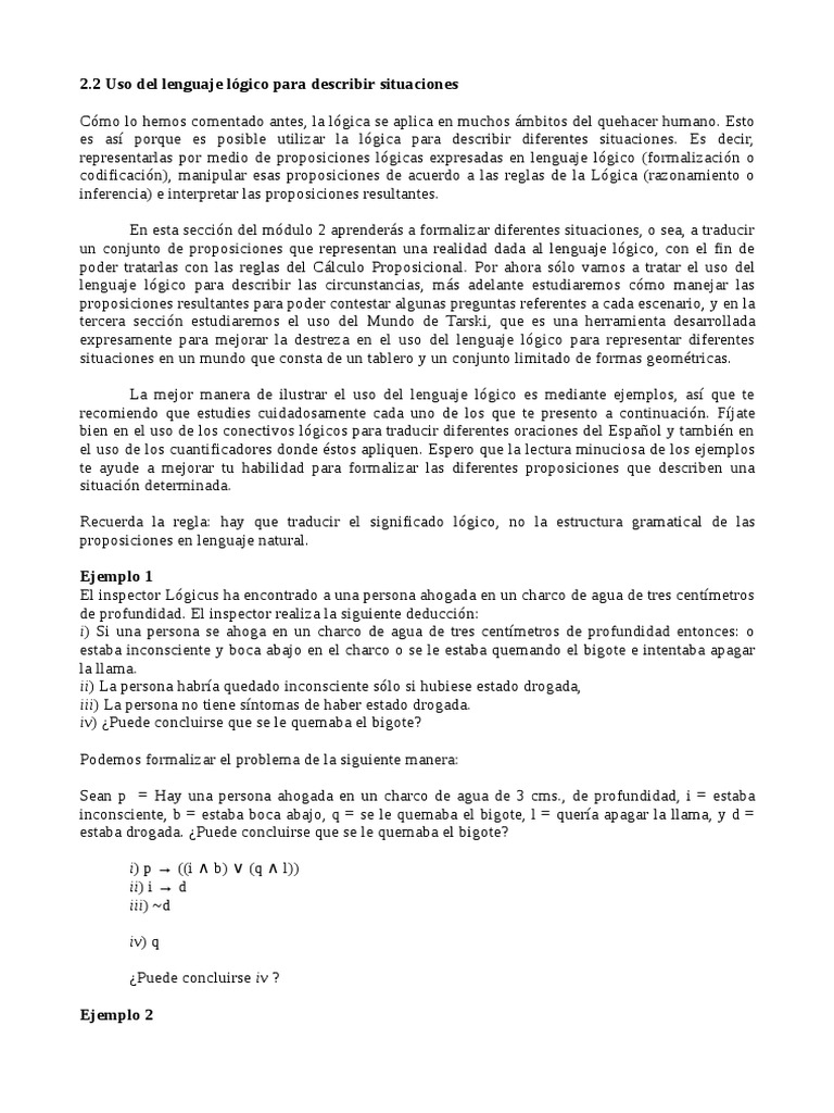 Uso de Lenguaje Logico | PDF | Proposición | Lenguaje de programación