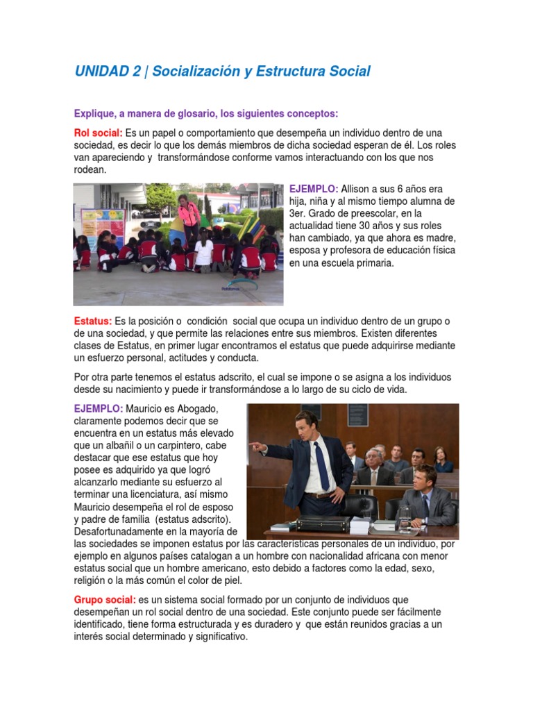 Socializacion y Estructura Social | PDF | Estatus social | Sociedad