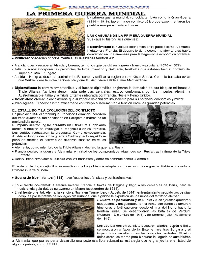 Causas y desarrollo de la Primera Guerra Mundial | PDF | Austria ...