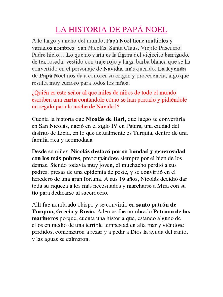 La Historia de Papá Noel | PDF | Árbol de Navidad | Navidad