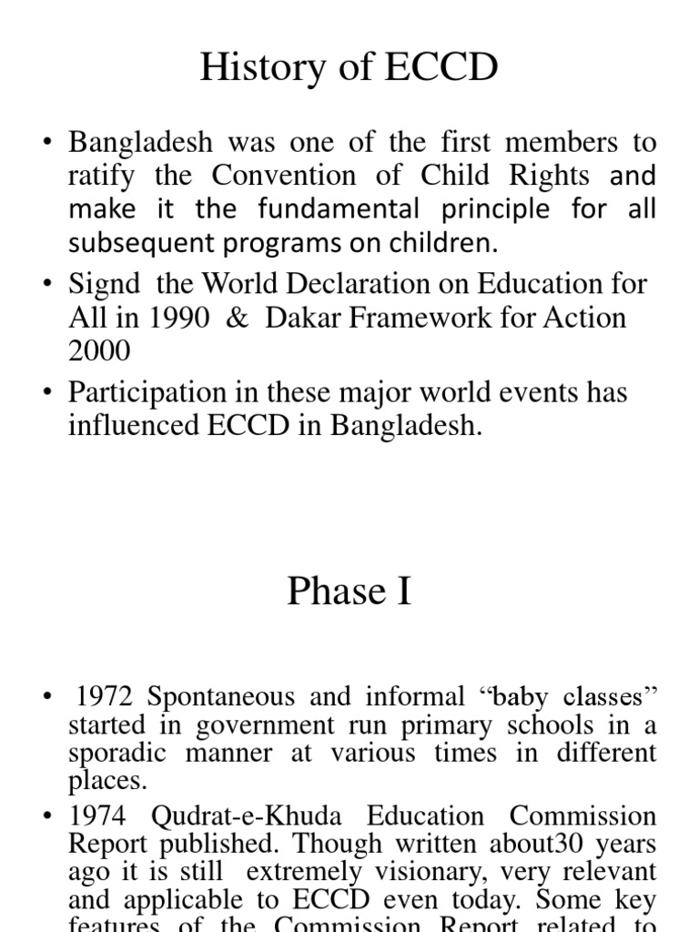 Historical Highlights of ECCD | PDF | Preschool | Early Childhood Education