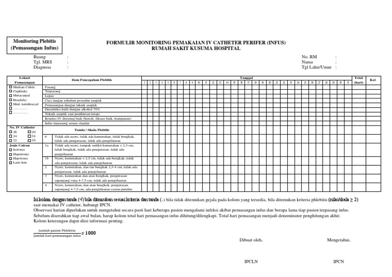 Monitoring Plebitis Infus IV | PDF