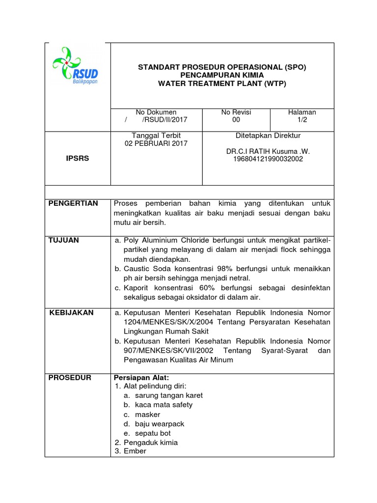 Spo Pencampuran Kimia Fix | PDF