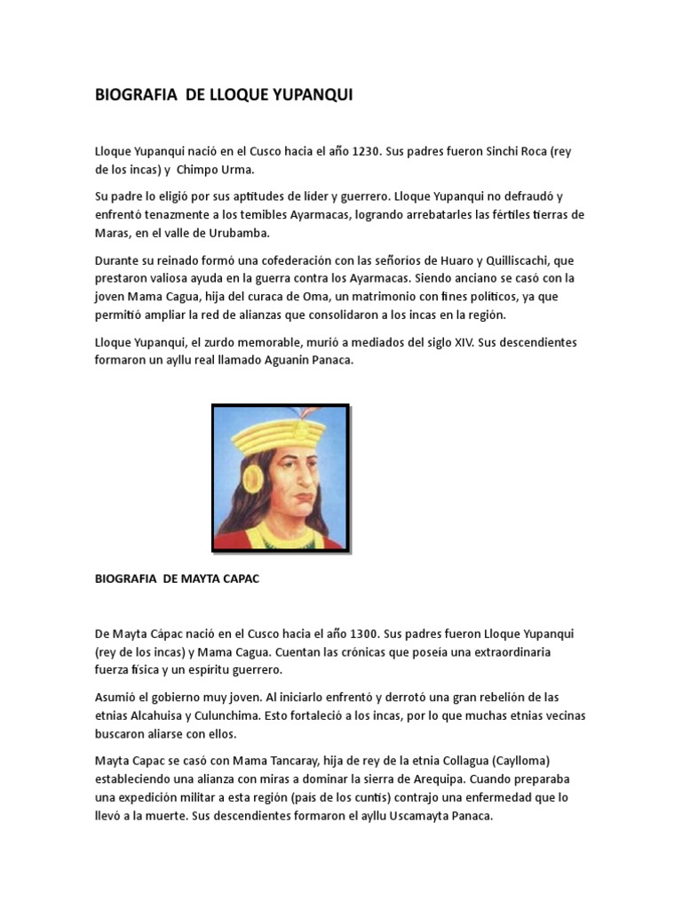 Biografia de Lloque Yupanqui | PDF