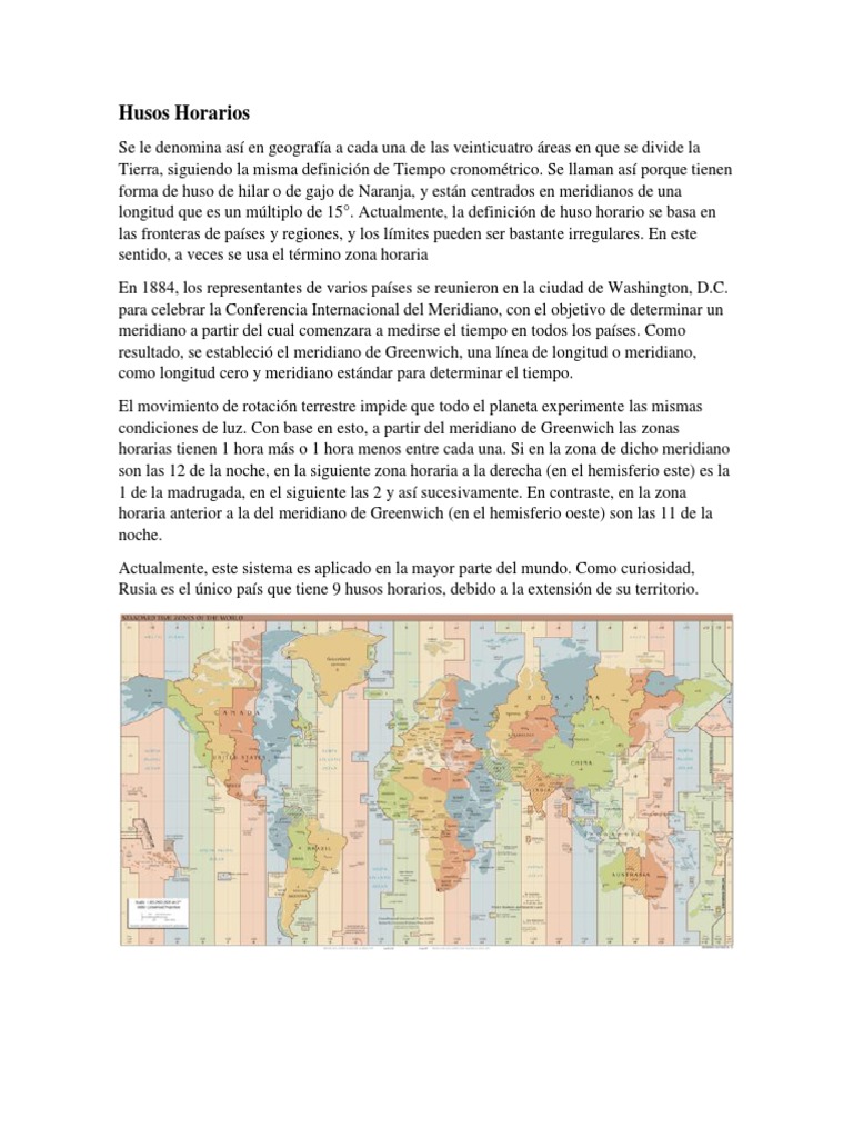 Historia y Concepto de Husos Horarios | PDF | Longitud | Tierra