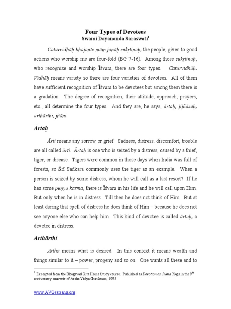 Four Types of Devotees | PDF | Hindu Philosophy | Religious Behaviour ...