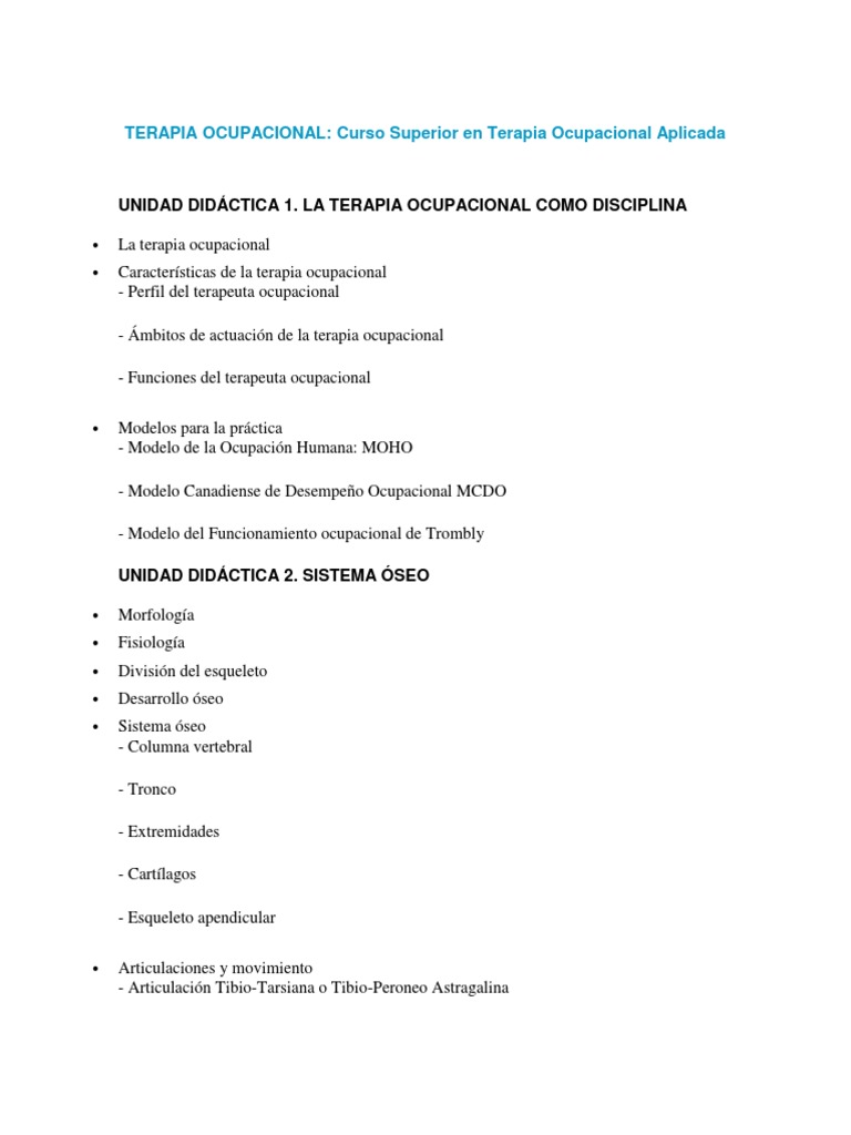 Terapia Ocupacional | PDF | Terapia ocupacional | Articulación