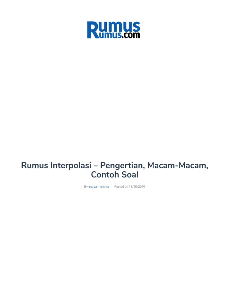 Rumus Interpolasi - Pengertian, Macam-Macam, Contoh Soal PDF | PDF