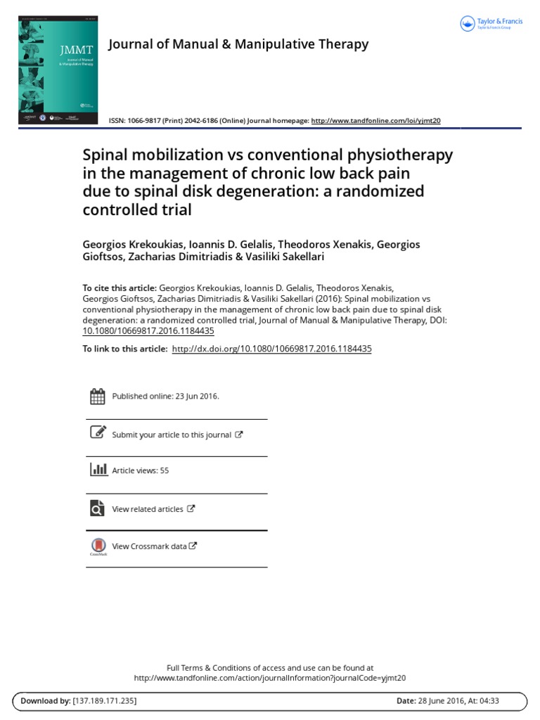 5 Spinal Mobilization Vs Conventional Physiotherapy | PDF | Analysis Of Covariance | Physical ...