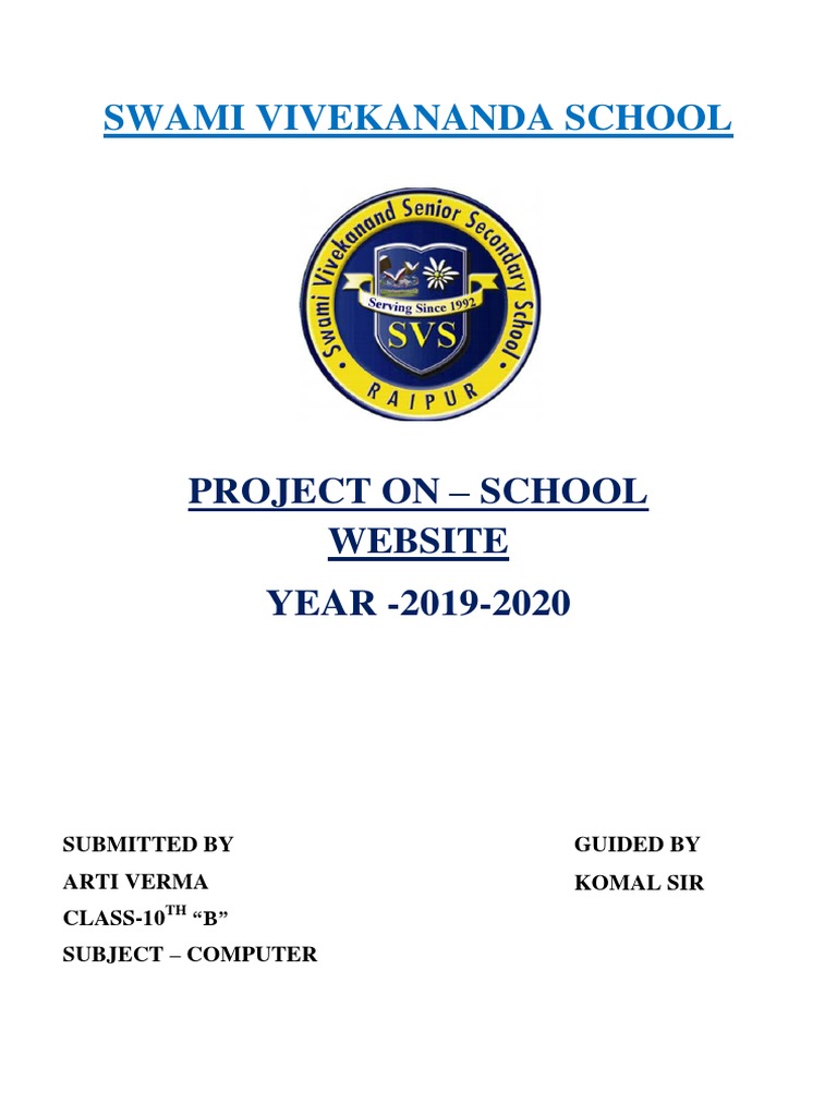 Swami Vivekananda School Front Page | PDF