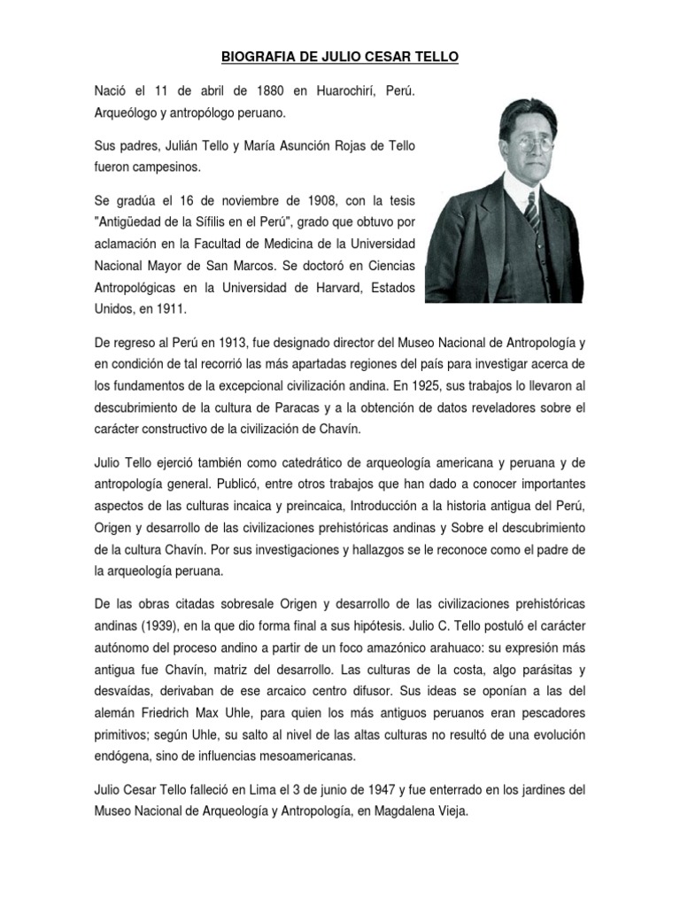 Biografia de Julio Cesar Tello | PDF