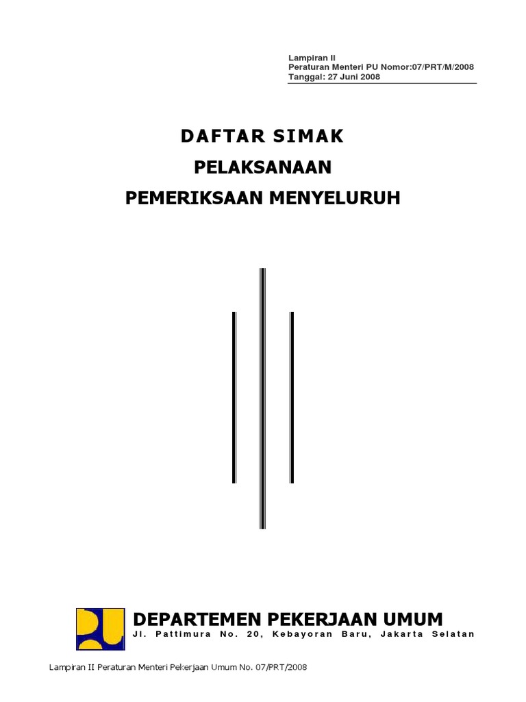 Daftar Simak Pemeriksaan Menyeluruh PUPR | PDF