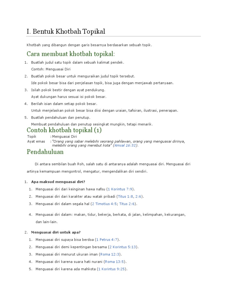 Contoh Khotbah Tekstual & Topikal | PDF