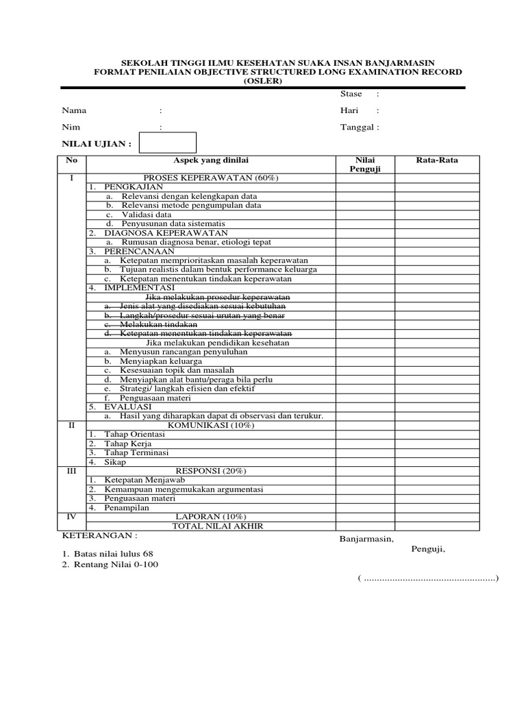 Lembar Penilaian OSLER | PDF